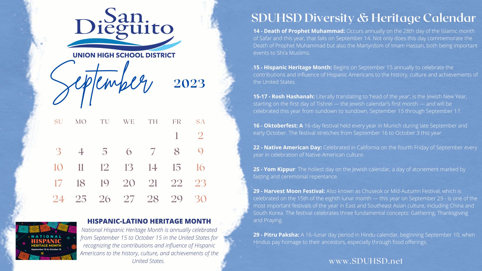 San Dieguito Union High School District - Heritage Calendar